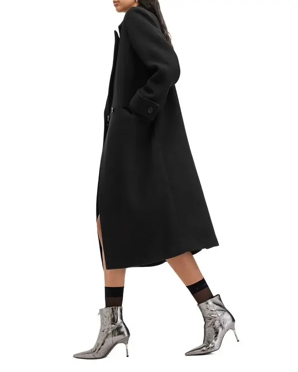 ALLSAINTS Mabel Double Breasted Oversized Coat - Black