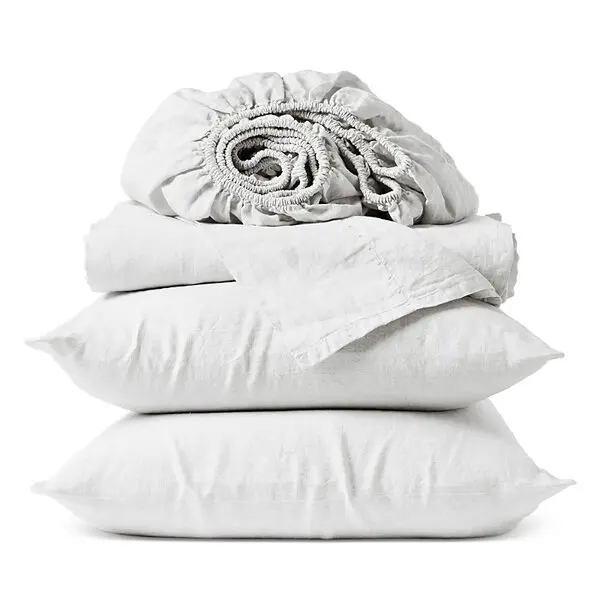 COYUCHI Relaxed 4 Piece Linen Sheet Set, Queen - White