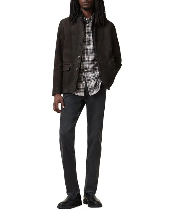 ALLSAINTS Survey Layered Leather Blazer - Anthracite