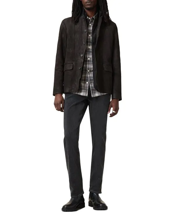 ALLSAINTS Survey Layered Leather Blazer - Anthracite