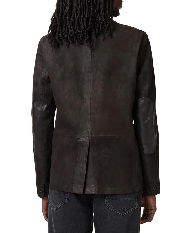 ALLSAINTS Survey Layered Leather Blazer - Anthracite