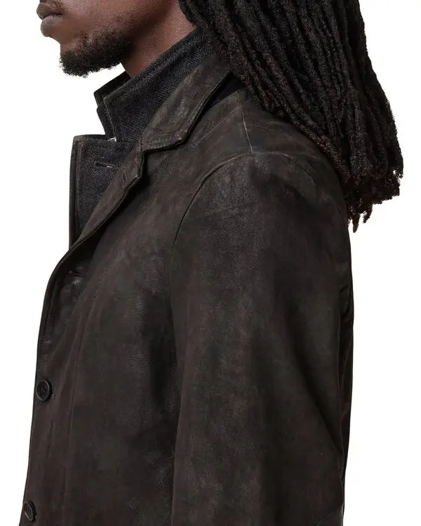 ALLSAINTS Survey Layered Leather Blazer - Anthracite