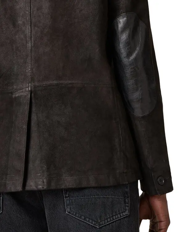 ALLSAINTS Survey Layered Leather Blazer - Anthracite