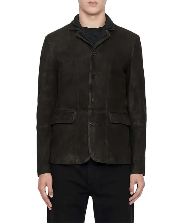 ALLSAINTS Survey Layered Leather Blazer - Anthracite