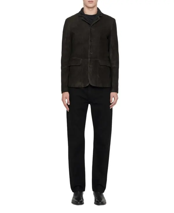 ALLSAINTS Survey Layered Leather Blazer - Anthracite