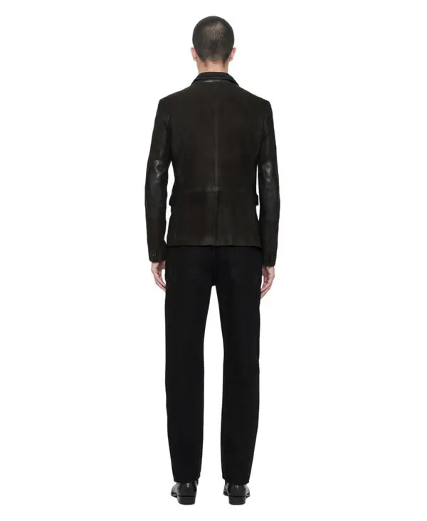 ALLSAINTS Survey Layered Leather Blazer - Anthracite