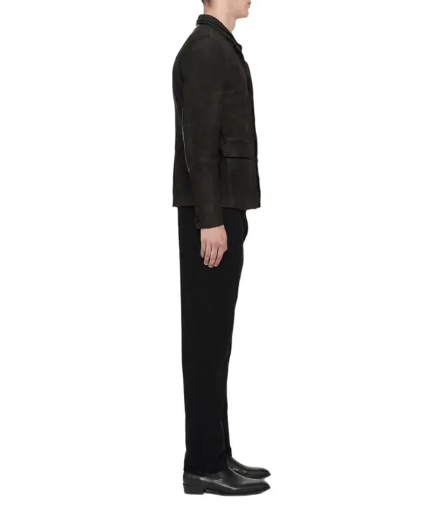 ALLSAINTS Survey Layered Leather Blazer - Anthracite