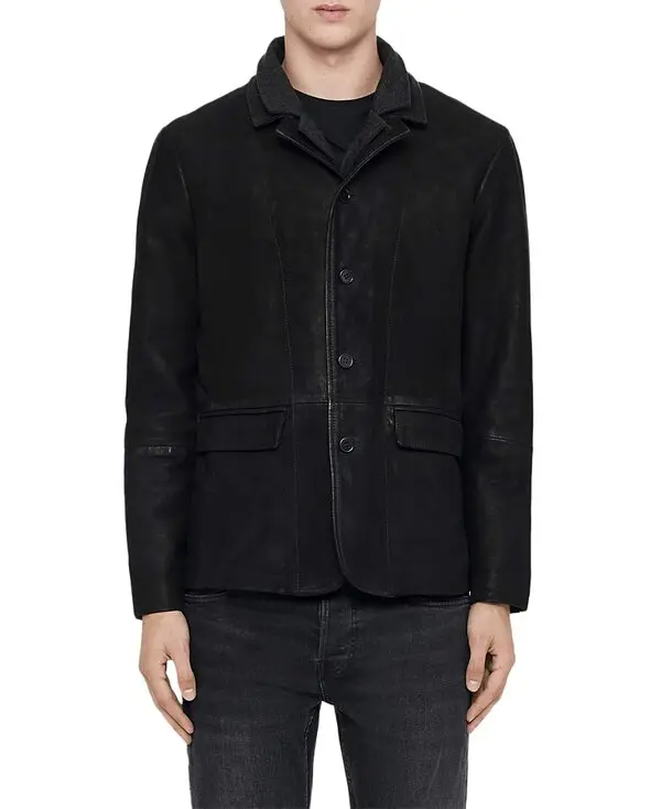ALLSAINTS Survey Layered Leather Blazer - Black