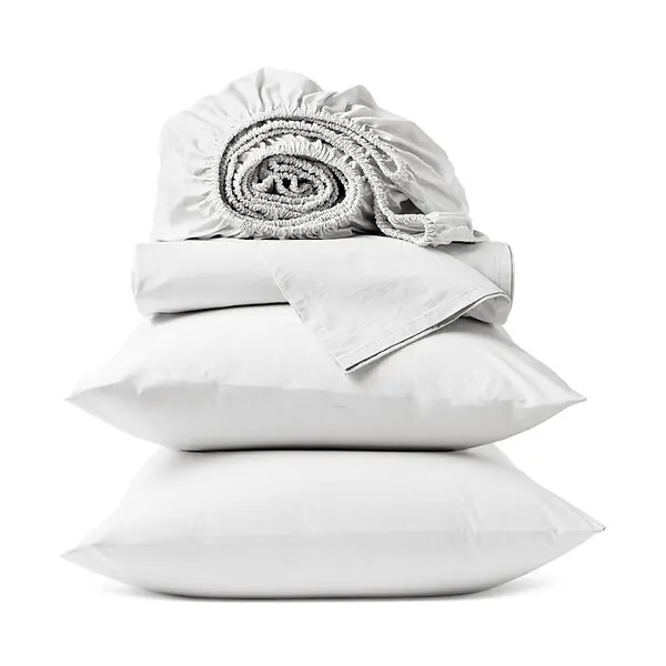 COYUCHI Heritage 4 Piece Percale Sheet Set, California King - White