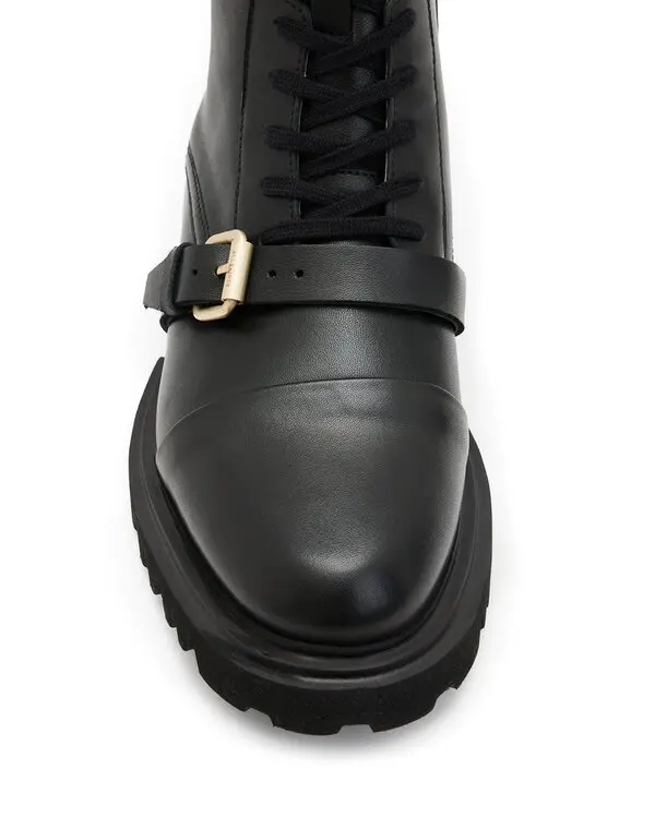 ALLSAINTS Tori Buckle Detail Ankle Boots - Black/warm Brass
