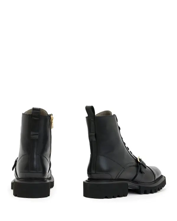 ALLSAINTS Tori Buckle Detail Ankle Boots - Black/warm Brass