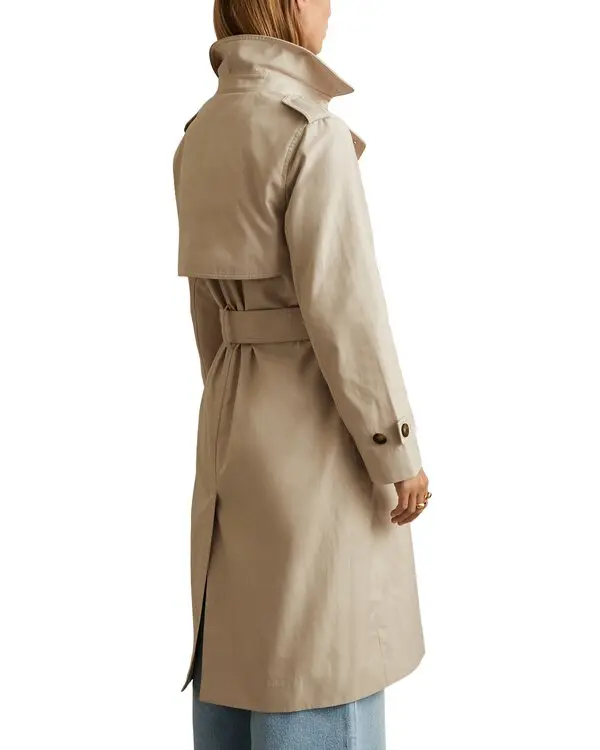 REISS Azura Hooded Trench Coat - Stone