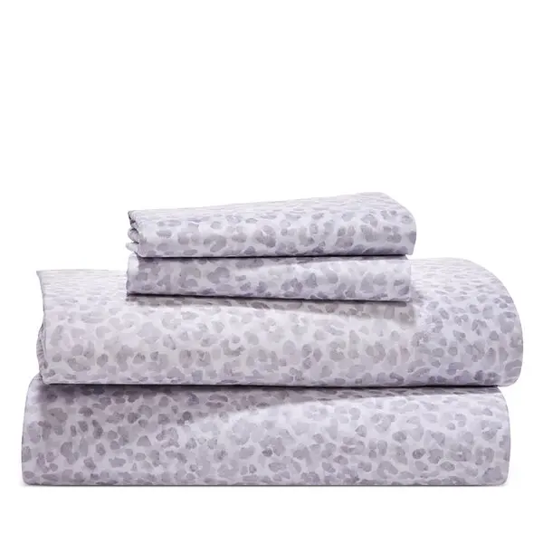 SKY Leopard Sateen Sheet Set Exclusive - Grey/leopard