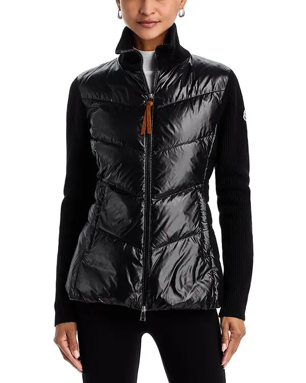 Moncler Padded Wool Puffer Cardigan - Black