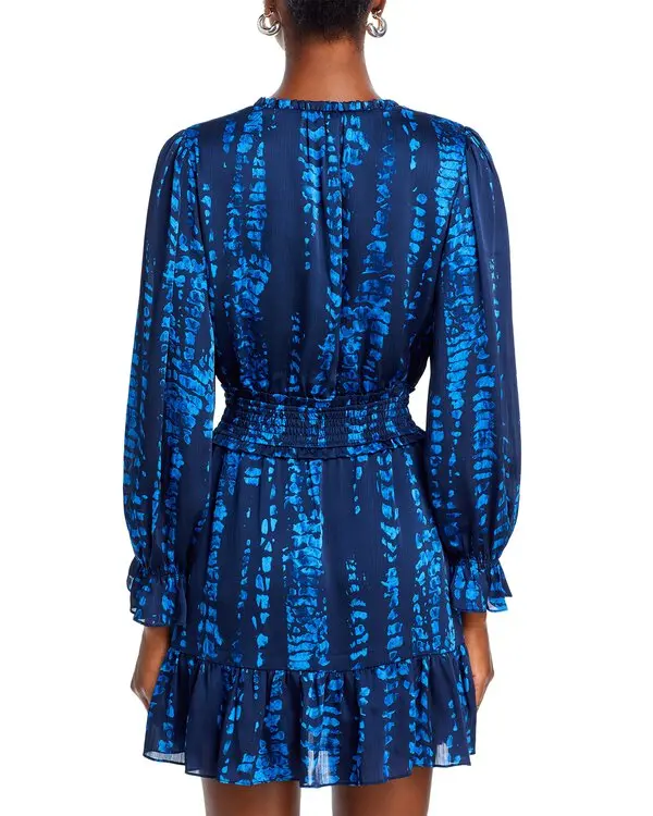 Aqua Printed Smocked Waist Dress