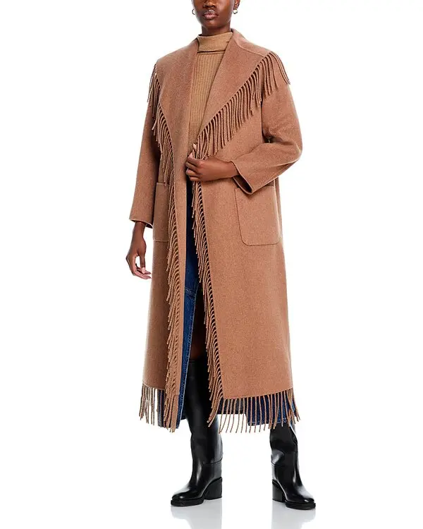Simkhai Carrie Fringe Coat - Camel