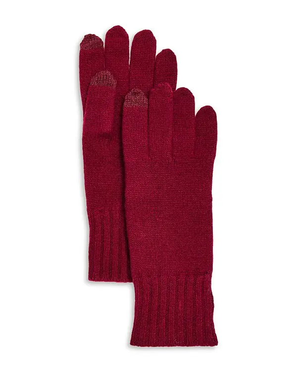 Bloomingdale'S Rib Tech Gloves - Burgundy