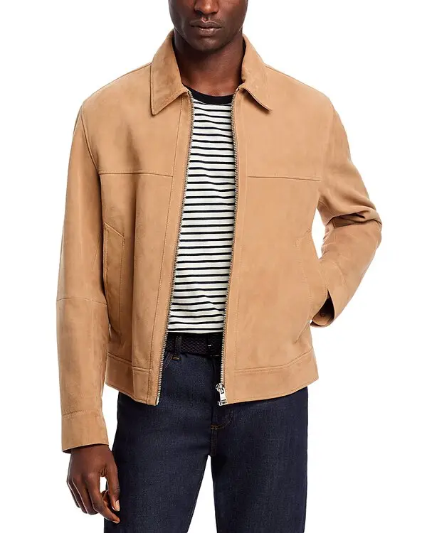Hugo Boss Malbano Leather Jacket In Open Beige 55% Off