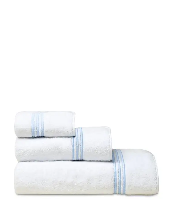 PRATESI Tre Righe Washcloth - White/light Blue