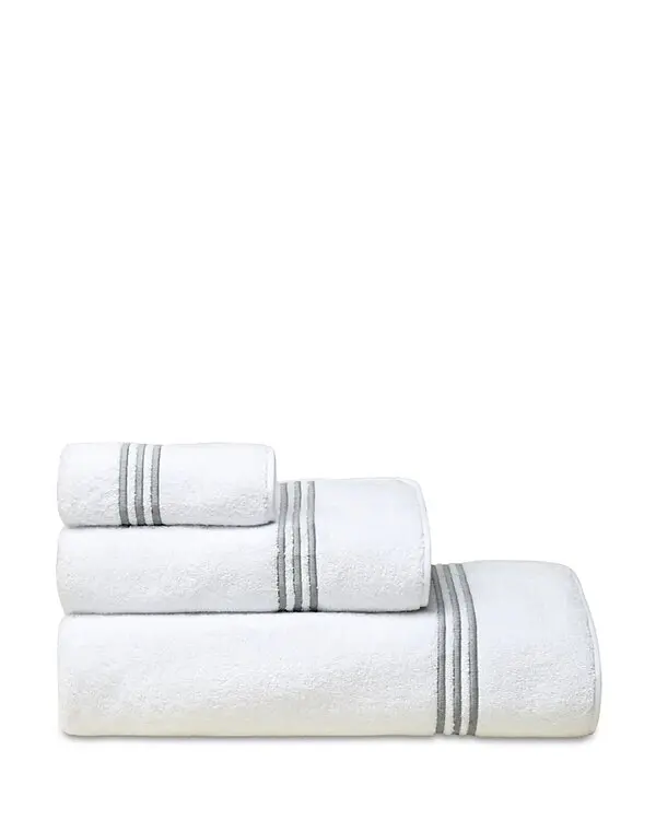 PRATESI Tre Righe Hand Towel - White/charcoal