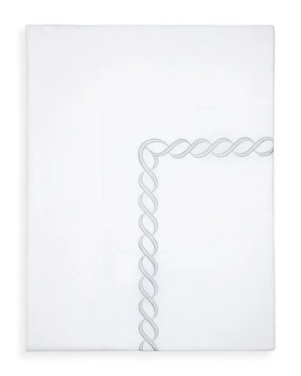 PRATESI Treccia Moderno Flat Sheet, Twin - White/sterling