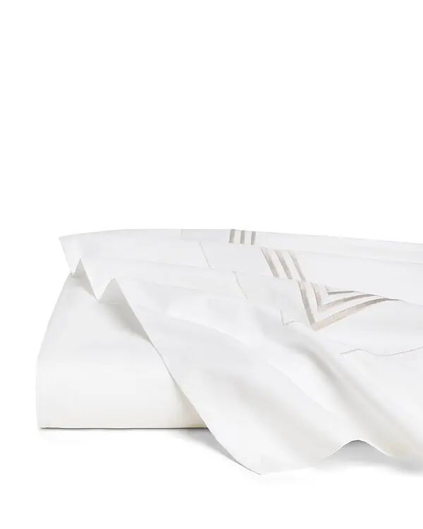 PRATESI Tre Righe Flat Sheet, Twin - White/sage