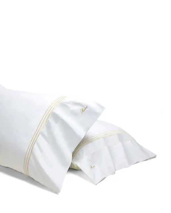 PRATESI Tre Righe Queen Pillowcases, Set Of 2 - White/beige