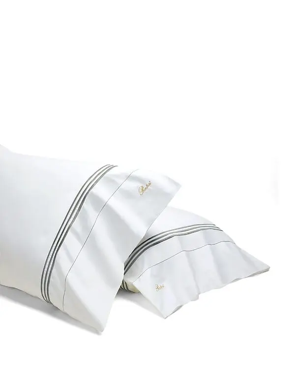 PRATESI Tre Righe Queen Pillowcases, Set Of 2 - White/charcoal