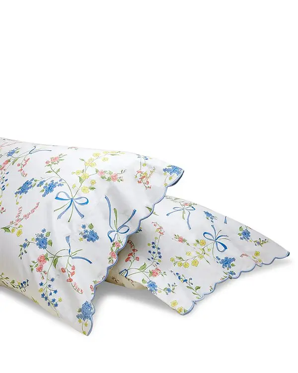 PRATESI Vivaio Standard Pillowcase Set - White/medium Blue