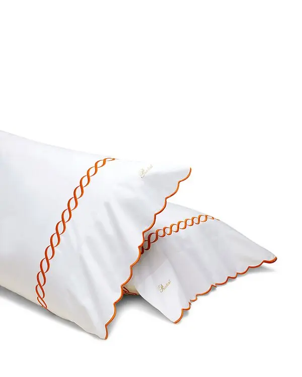 PRATESI Treccia Standard Pillowcase, Set Of 2 - White/orange
