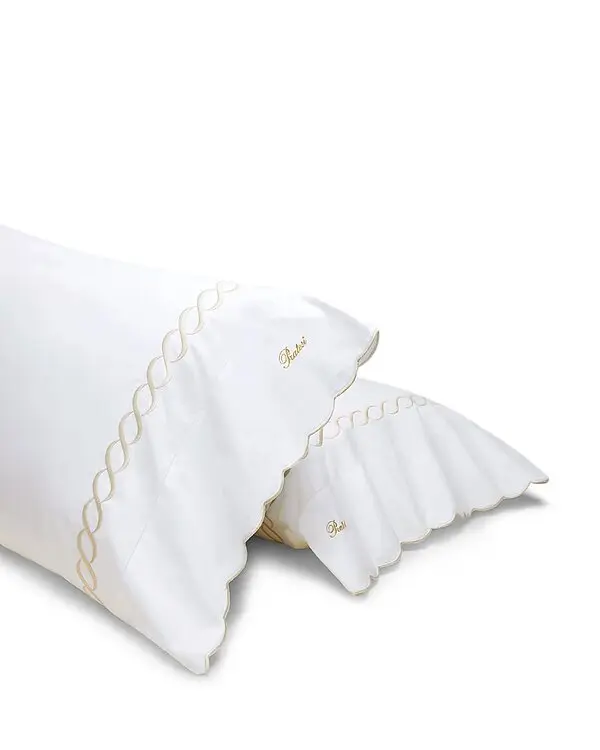 PRATESI Treccia Queen Pillowcases, Set Of 2 - White/beige