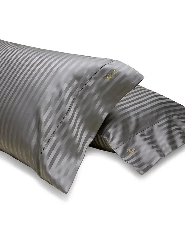 PRATESI Raso Rigato Standard Pillowcase, Set Of 2 - Charcoal
