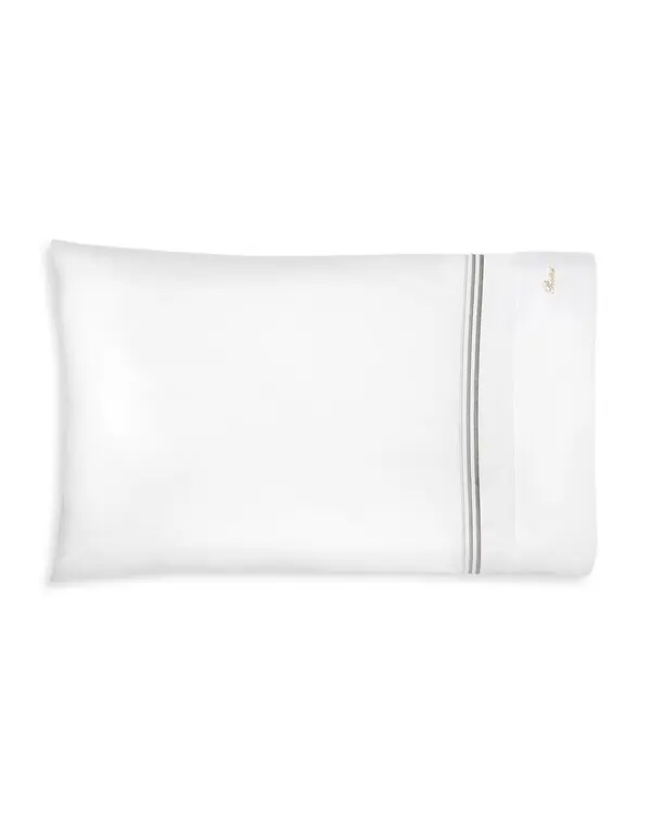 PRATESI Tre Righe Ombre King Pillowcase Set - White/charcoal