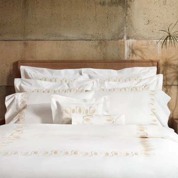 PRATESI Paolina Flat Sheet, Twin - White/beige