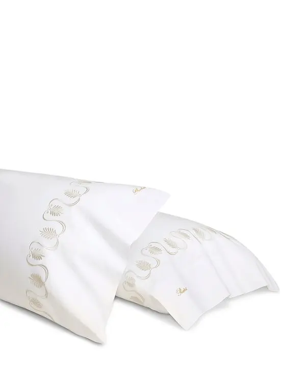 PRATESI Paolina Pillowcase, Queen, Set Of 2 - White/sage
