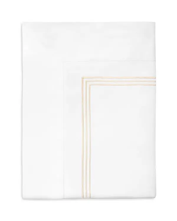 PRATESI Tre Righe Splendore Flat Sheet, Twin - White/beige