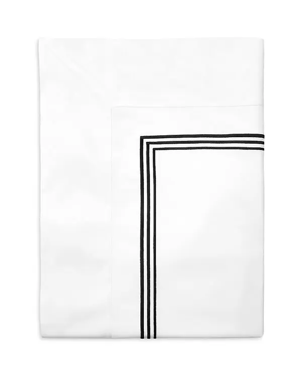 PRATESI Tre Righe Splendore Flat Sheet, Full Queen - White/black