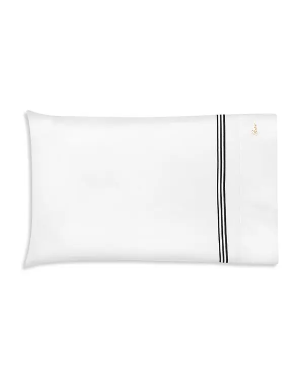 PRATESI Tre Righe Splendore Queen Pillowcase Set - White/black