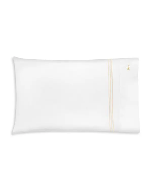 PRATESI Tre Righe Splendore King Pillowcase Set - White/beige