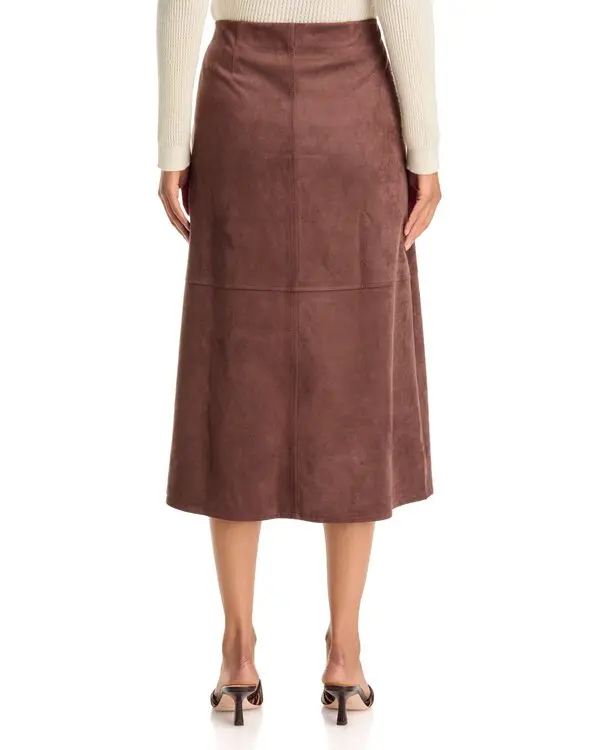 SINGLE THREAD Faux Suede A-line Skirt - Chocolate