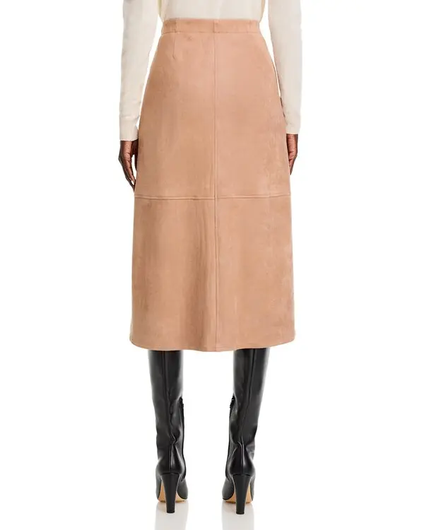 SINGLE THREAD Faux Suede A-line Skirt - Sepia Tan