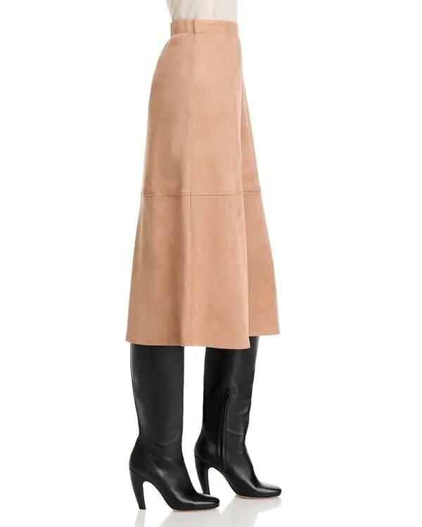 SINGLE THREAD Faux Suede A-line Skirt - Sepia Tan