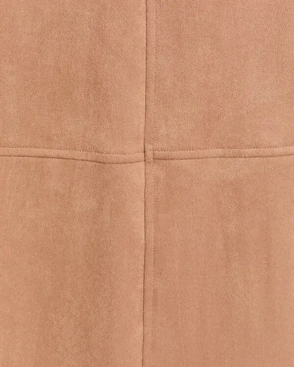 SINGLE THREAD Faux Suede A-line Skirt - Sepia Tan