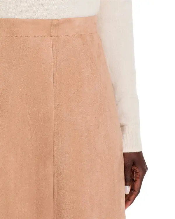 SINGLE THREAD Faux Suede A-line Skirt - Sepia Tan