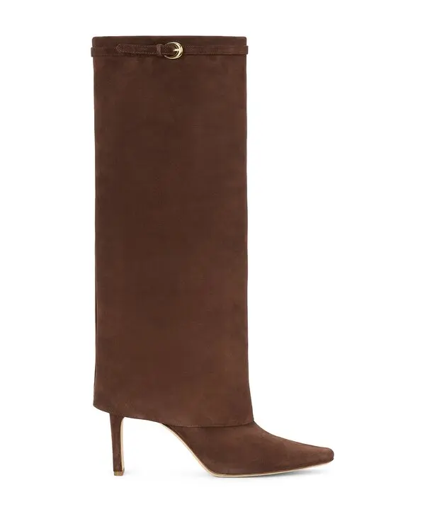 Staud Wally Leather High Heel Boots - Mahogany
