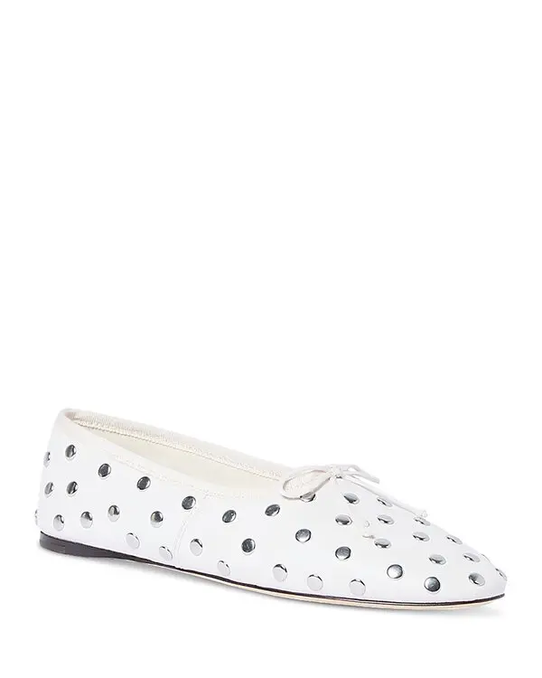 LOEFFLER RANDALL Embellished Ballerina Flats - Ecru Silver