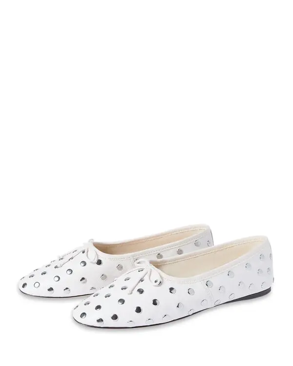 LOEFFLER RANDALL Embellished Ballerina Flats - Ecru Silver