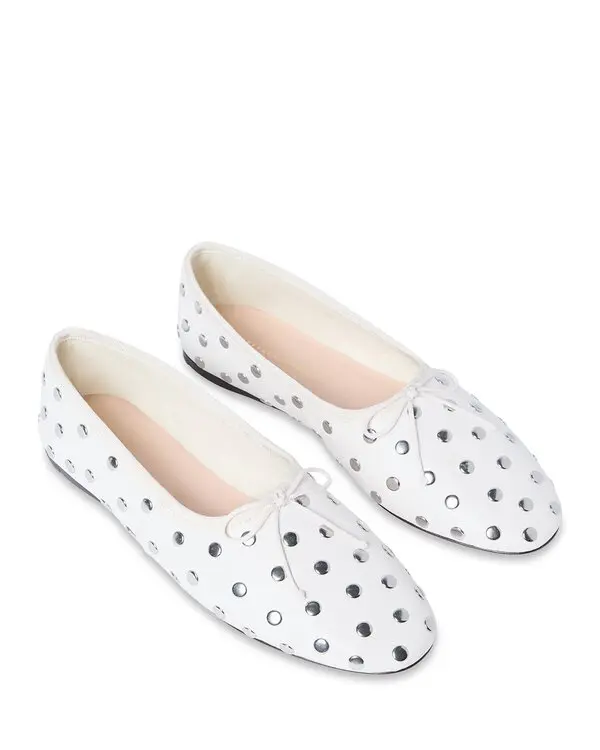 LOEFFLER RANDALL Embellished Ballerina Flats - Ecru Silver