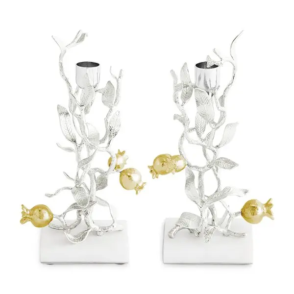 Michael Aram Pomegranate And Gold Tone Candleholders, Set Of 2 - Silver