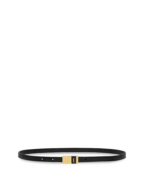 Saint Laurent Thin Anchor Leather Belt - Black